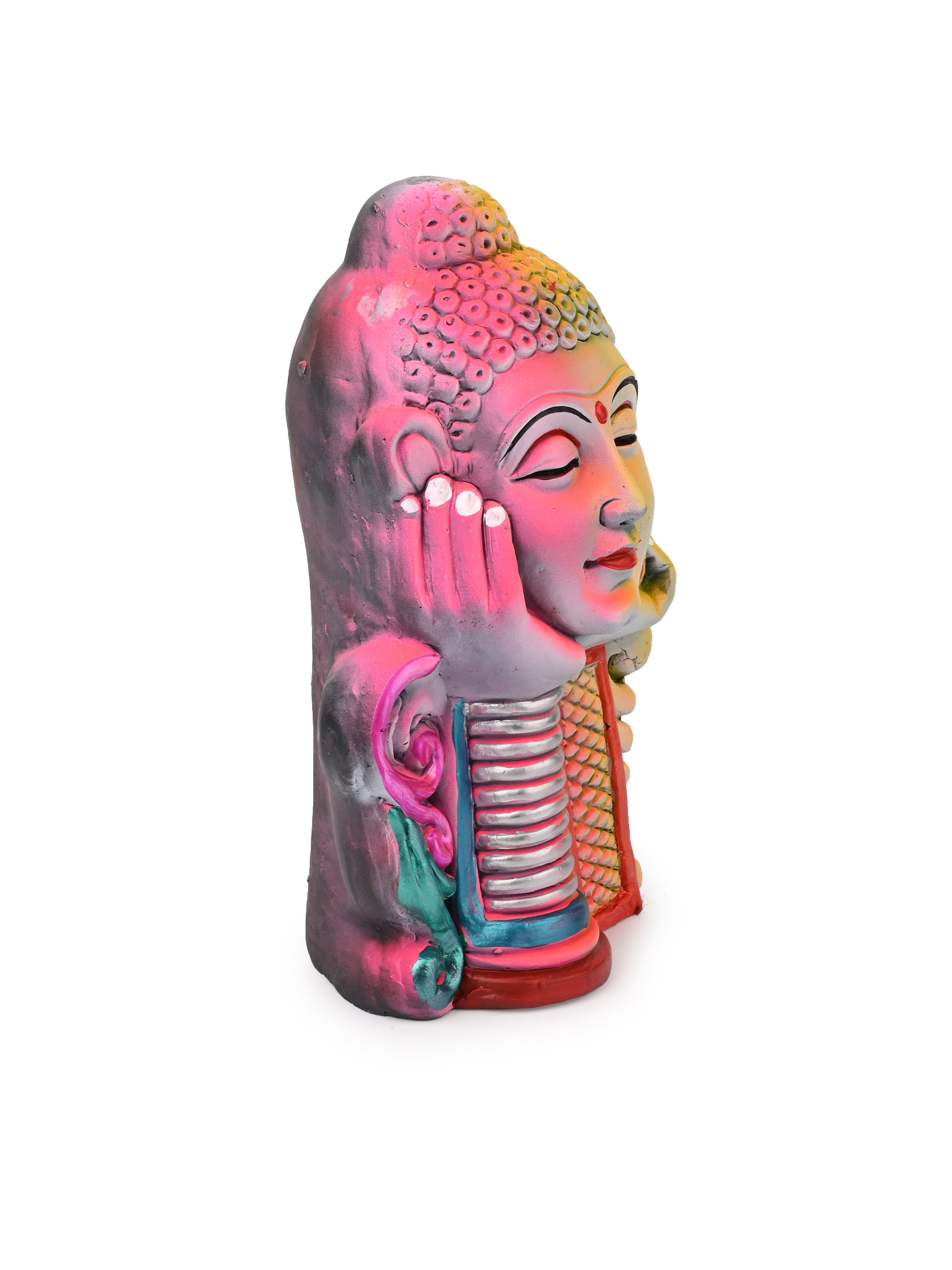 Colorful Thinking Buddha Face | Terracotta Statue