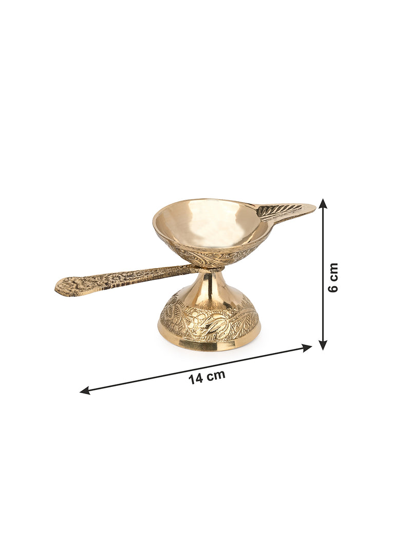 Brass crafted 8 pieces Puja thali set for everyday puja and rituals