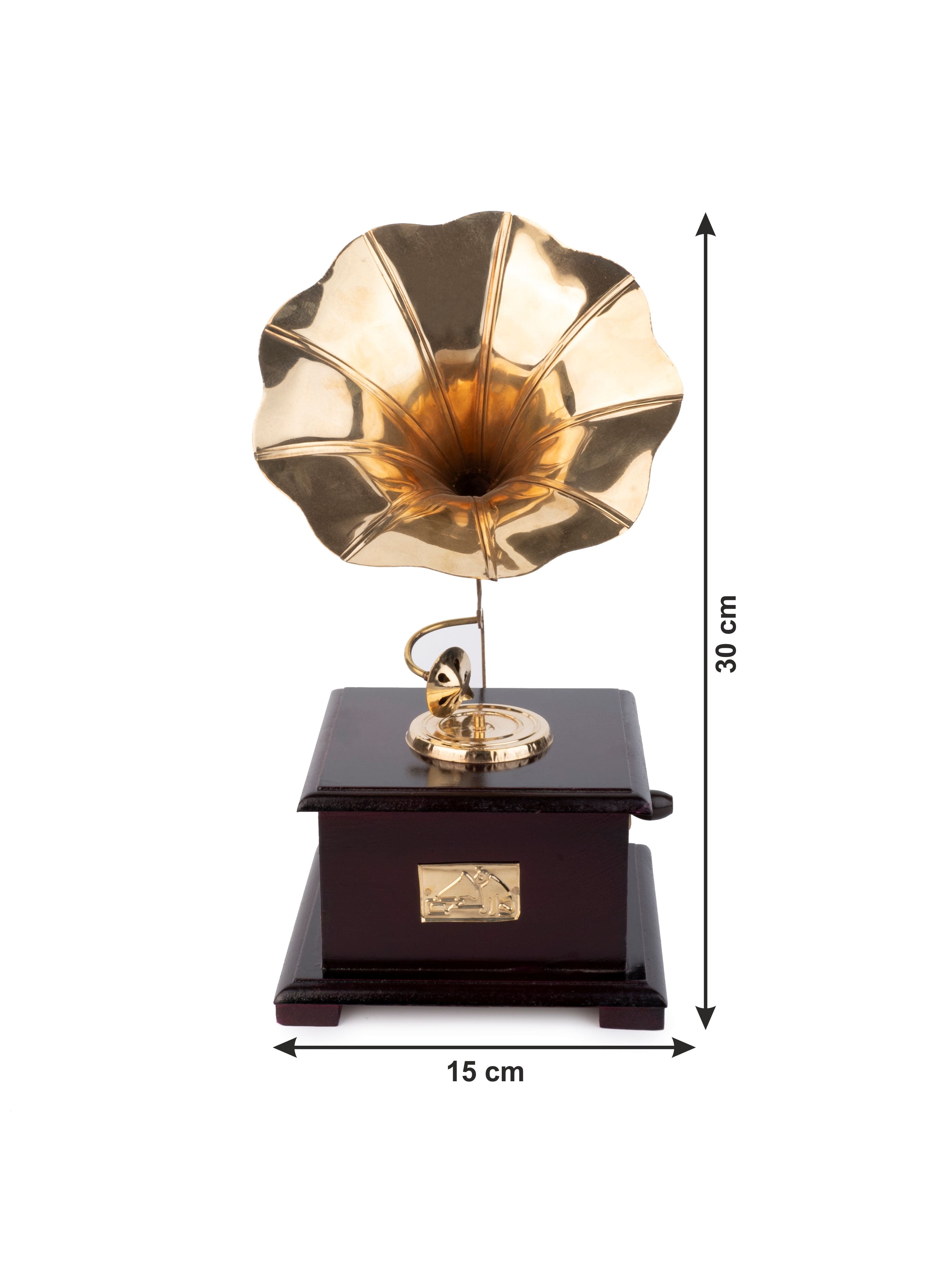 Antique Golden Gramophone Showpiece | 12 Inches Height