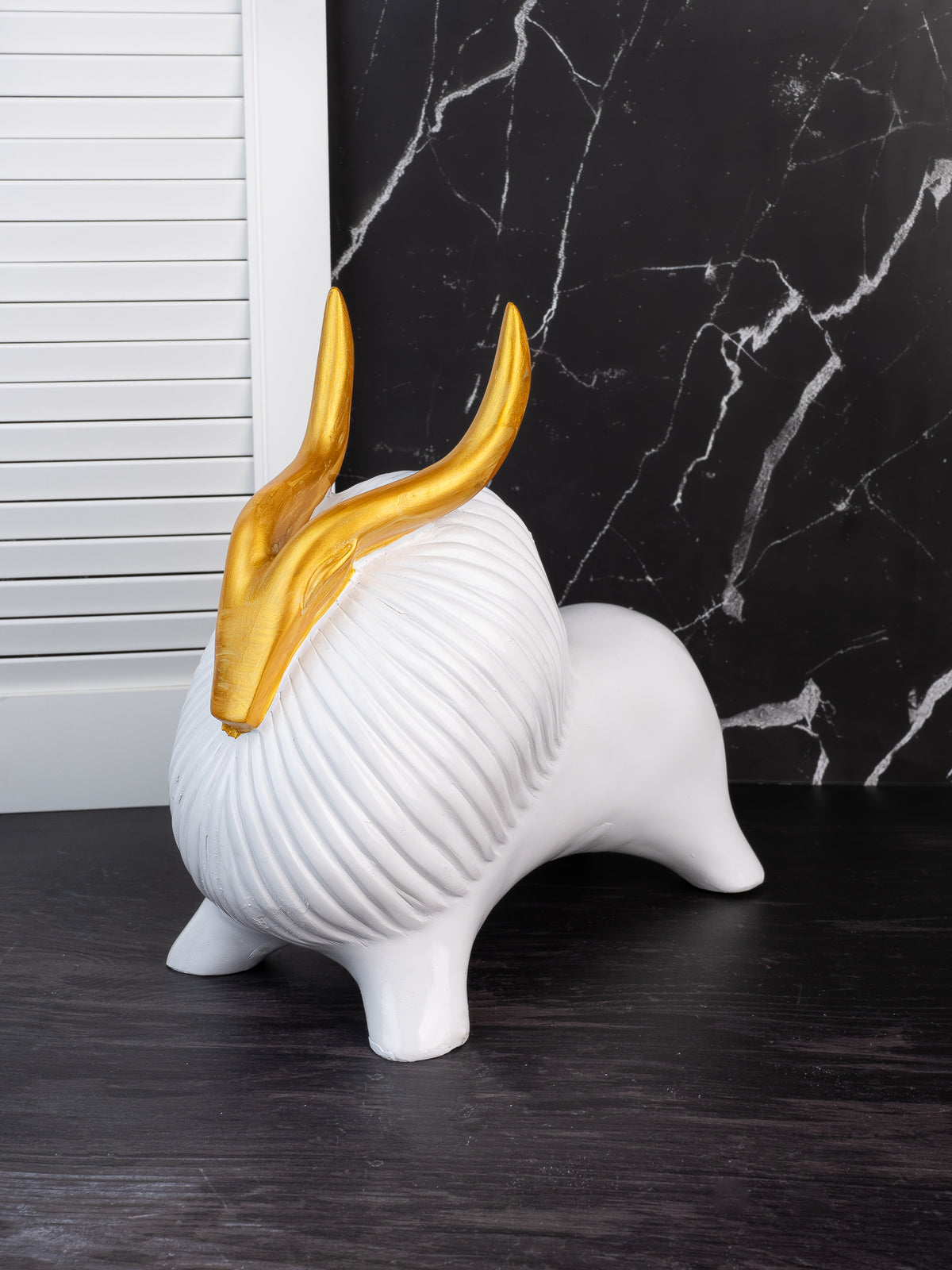 White Tibetan Yak Home Decor - Resin Craft, 12 Inches