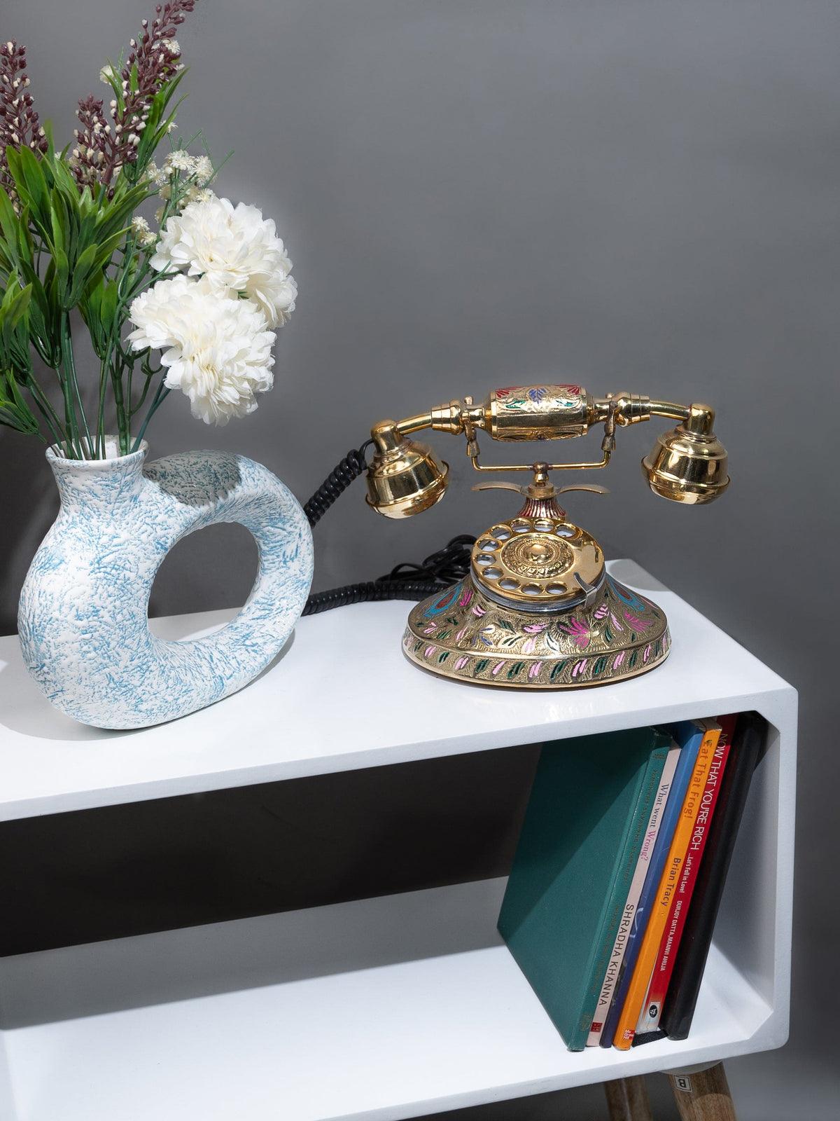 Brass Retro Landline Phone: Vintage Charm | Order Now