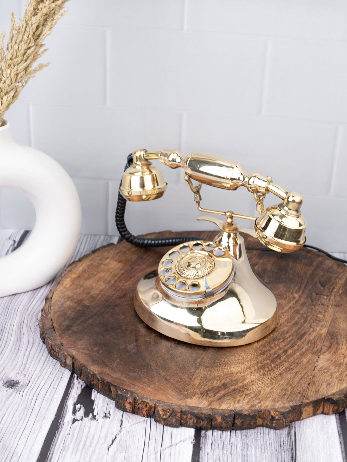 Vintage Brass Rotary Dial Phone: Retro Charm | Buy Now