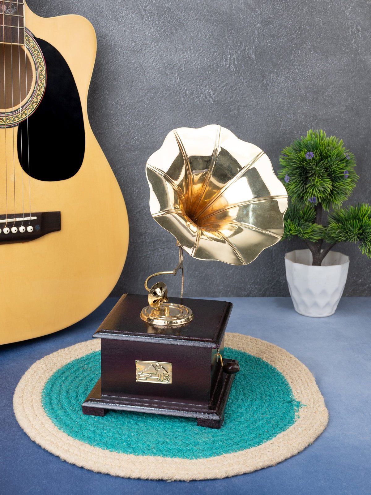 Antique Golden Gramophone Showpiece | 12 Inches Height