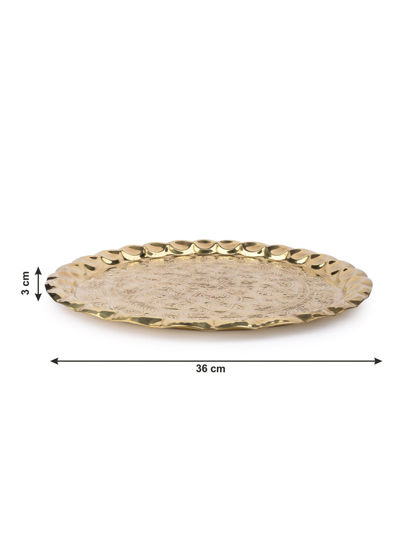 Hammered Brass Plate with Traditional design for Ceremonial use - 14 i