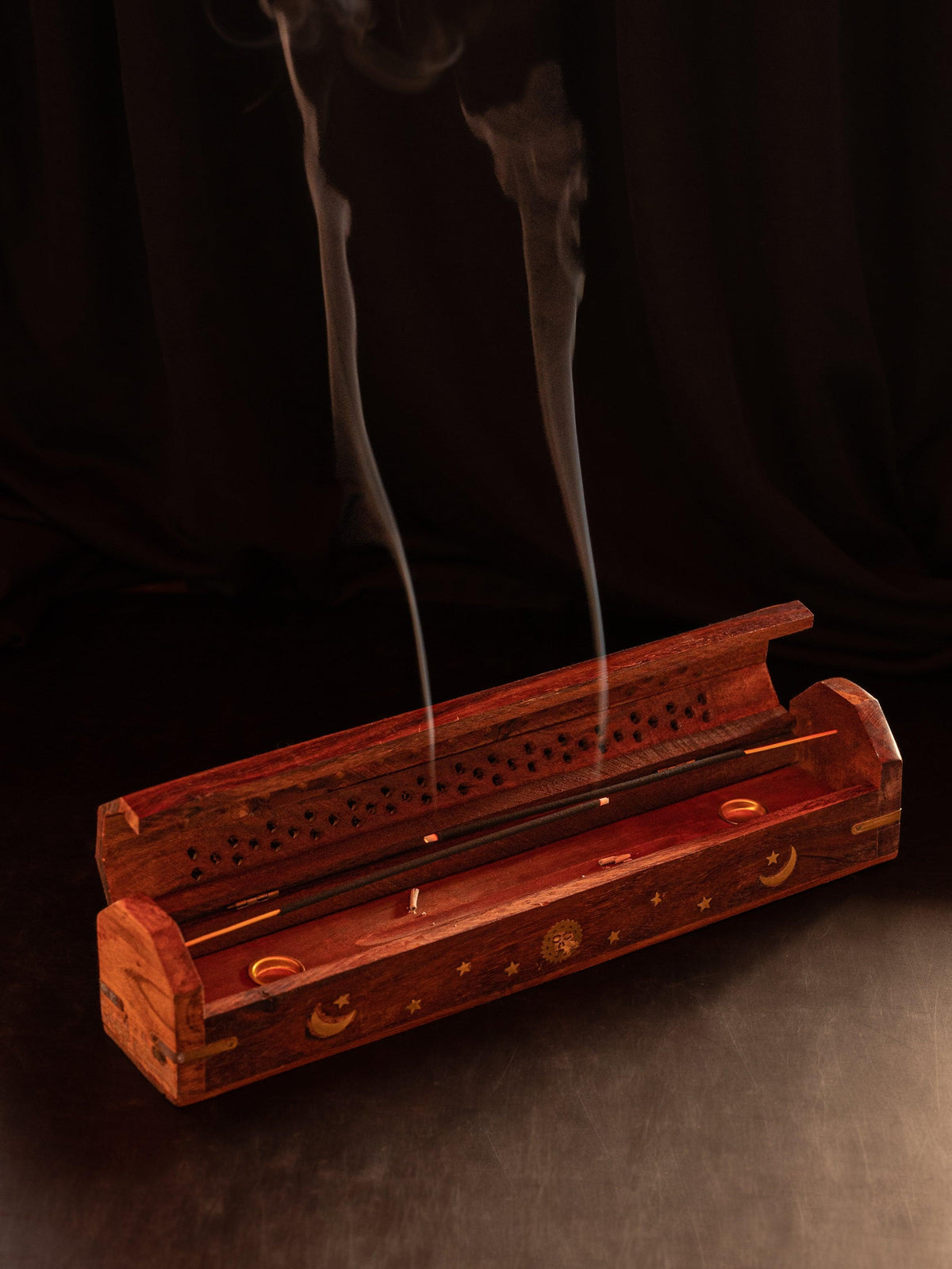 Shop Brass-Accented Sheesham Wood Incense Stick Box