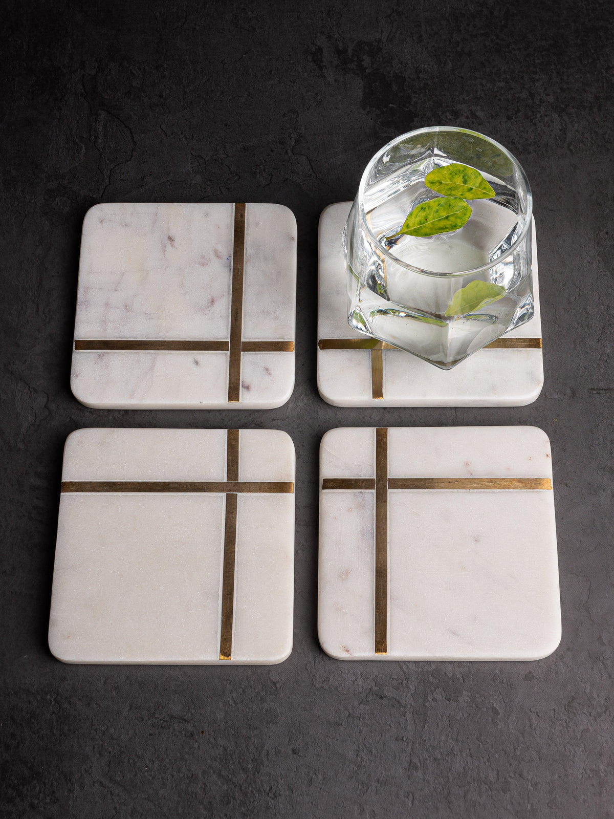 Shop Square Marble Coaster Set | Elegant Table Protection