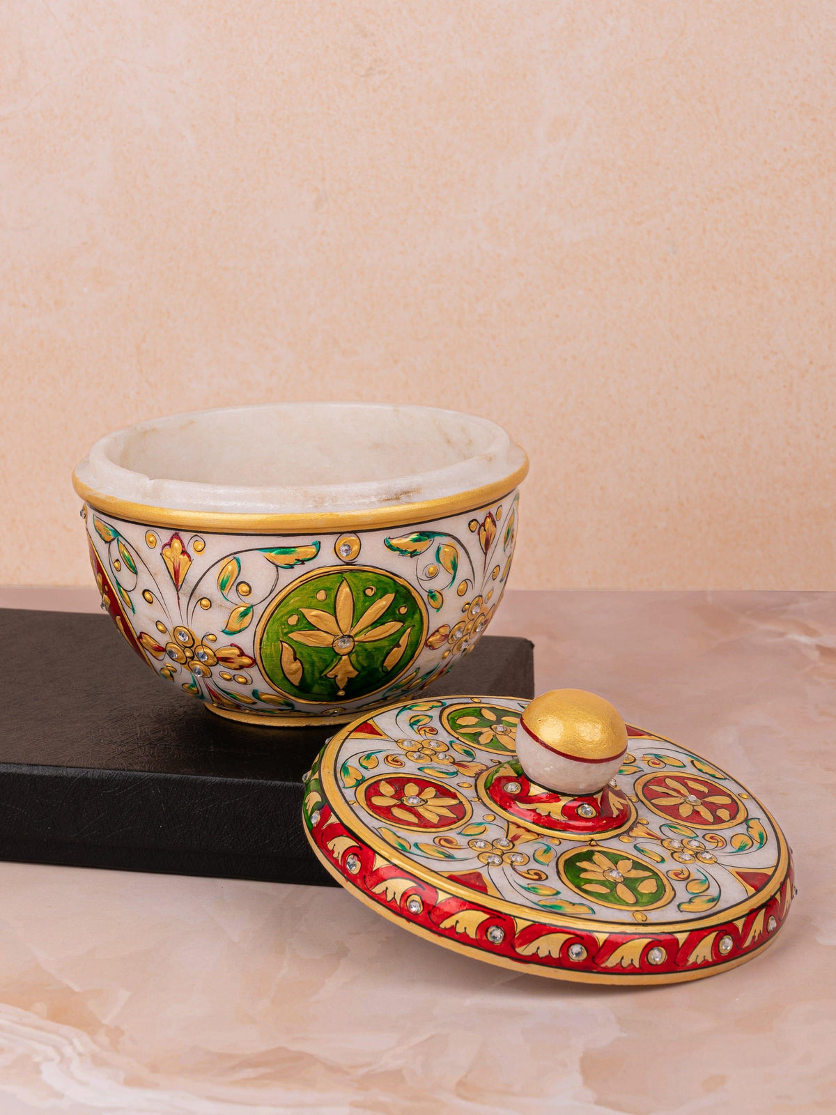 Colorful Meenakari Marble Storage Box | Elegant Storage